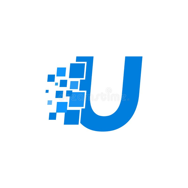Vector Logo Letter U Blue Blocks Cubes Stock Vector - Illustration of ...