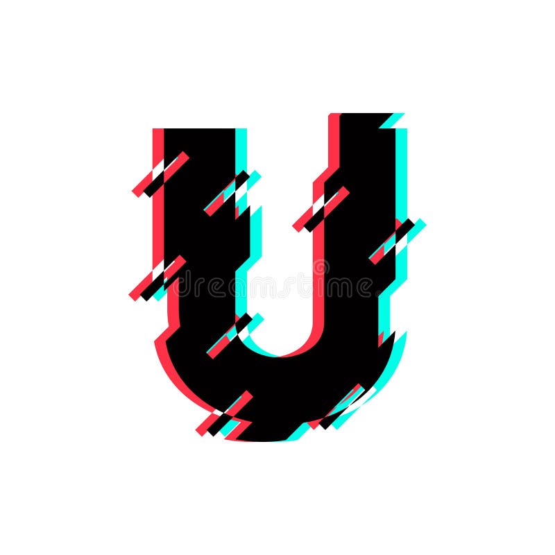 Vector Logo Letter U Glitch Distortion Diagonal Stock Vector ...