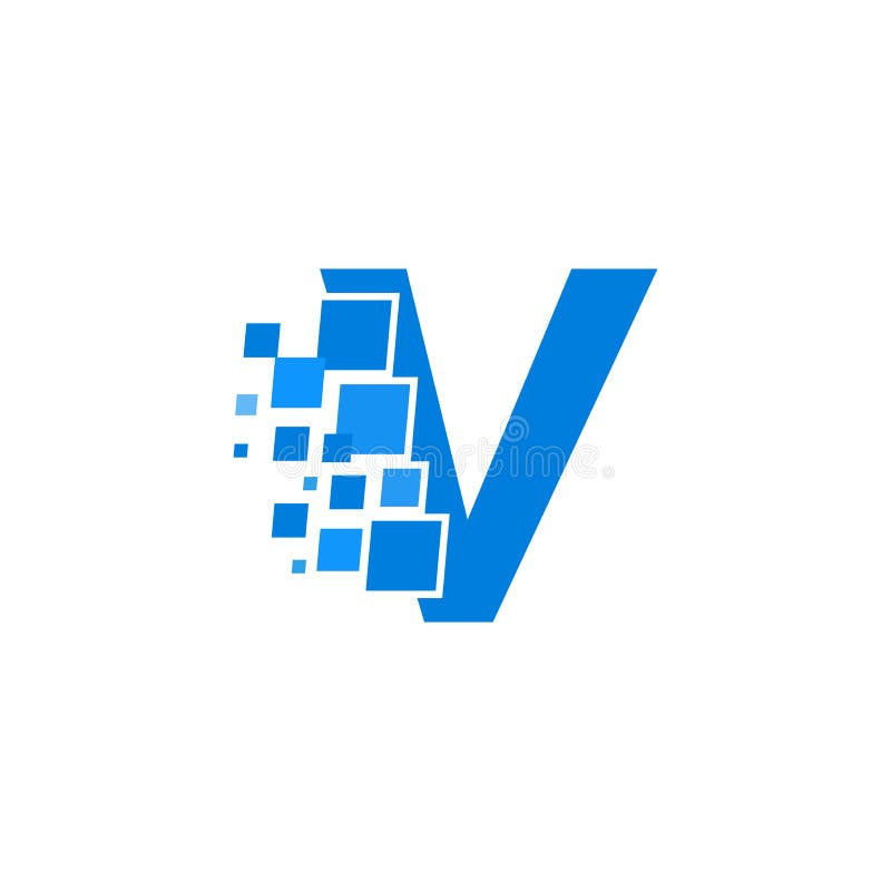 Vector Logo Letter V Blue Blocks Cubes Stock Vector - Illustration of ...
