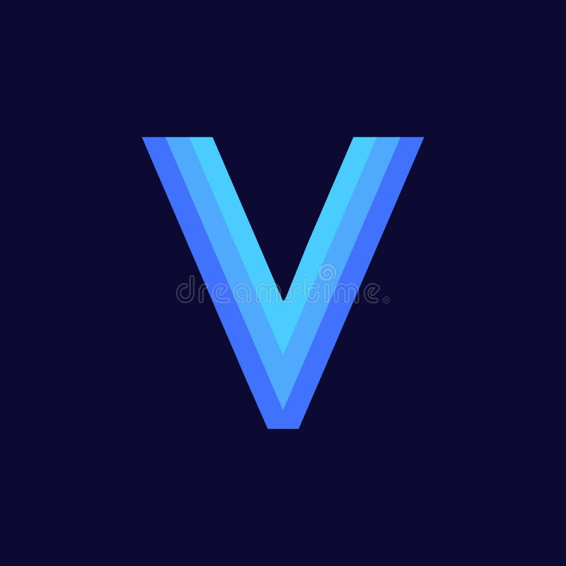 Vector Logo Letter V Blue Glowing Stock Vector - Illustration of ...