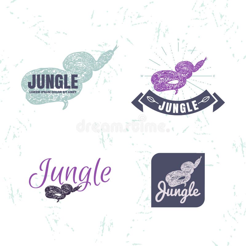 Vector Logo Set with Boa Constrictor Snake Stock Illustration ...