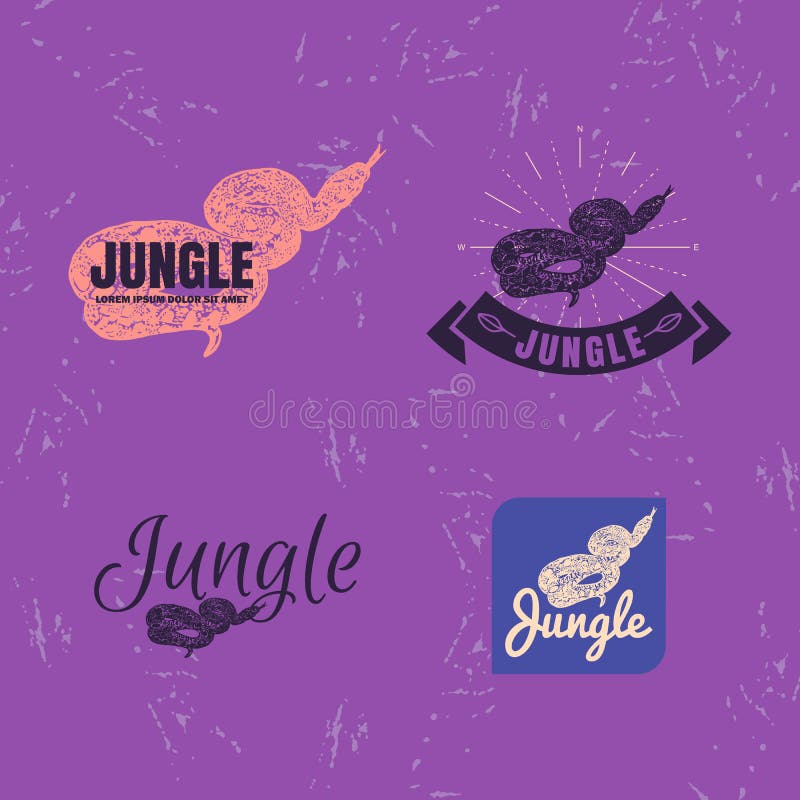 Vector Logo Set with Boa Constrictor Snake Stock Illustration ...