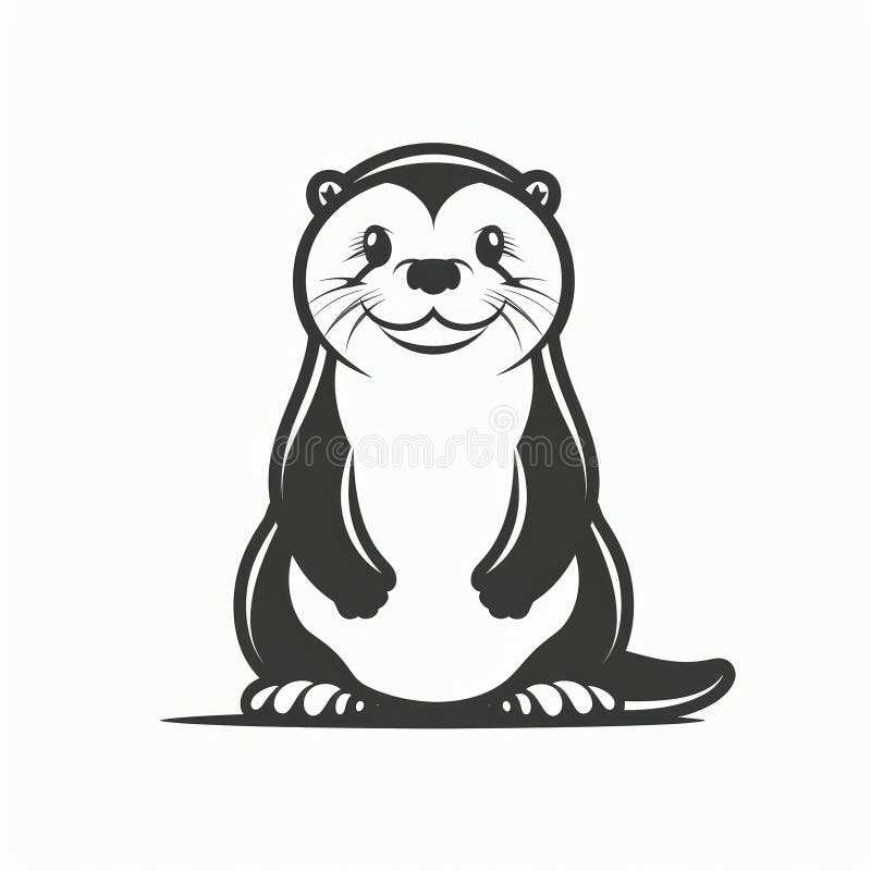 Cute Otter Logo Design Featuring a Playful Outline in Black and White ...
