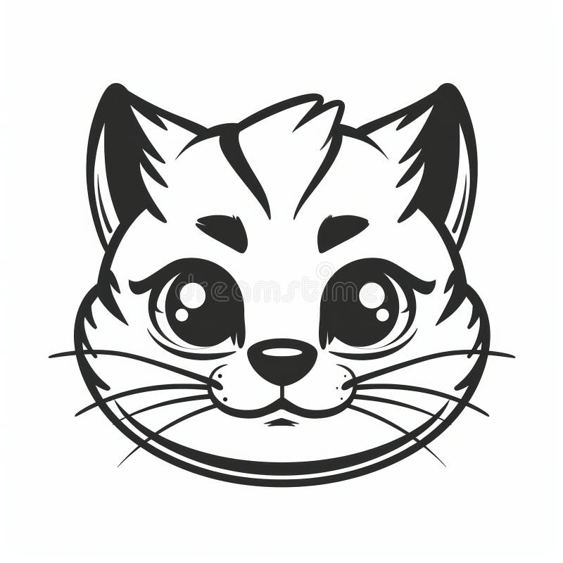 Cute Wildcat Logo Design Featuring a Charming Black and White Outline ...