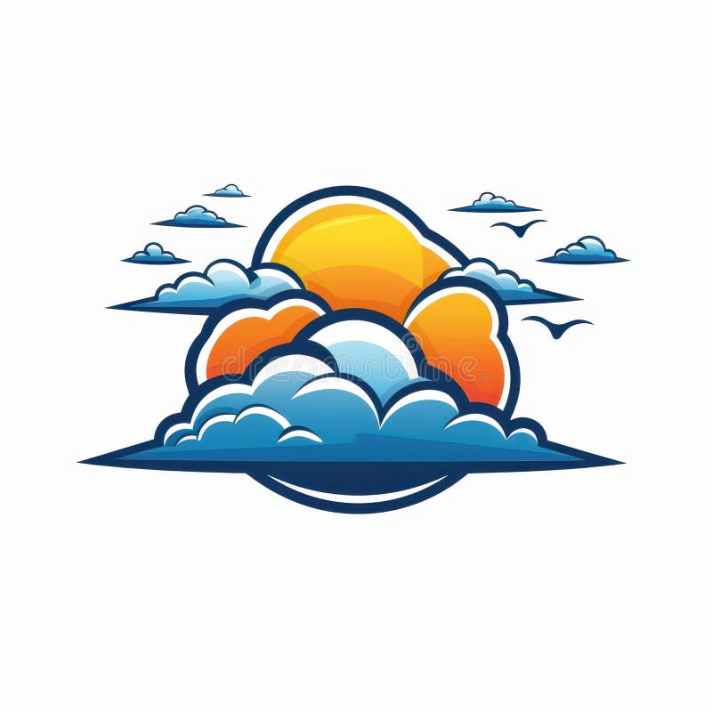 Flat Vector Logo Featuring a Colorful Cloud Design with a Sunny ...