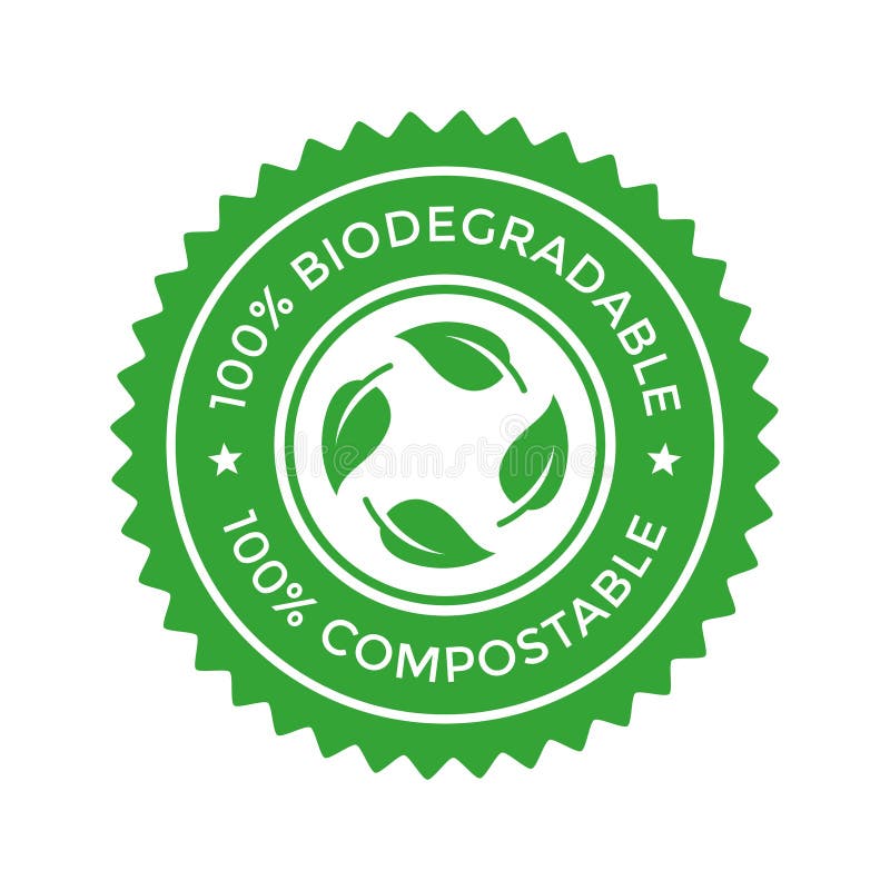 Vector Logo Template. 100 Biodegradable and Compostable Symbol. Circle ...
