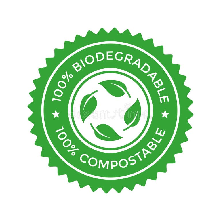 Vector Logo Template. 100 Biodegradable and Compostable Symbol. Circle ...