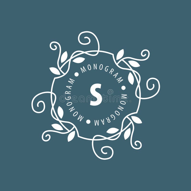 Monogram vector in frame stock vector. Illustration of line - 126376723