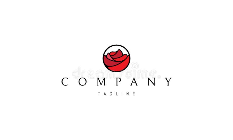 Vector Logo on Which an Abstract Image of a Beautiful Red Rose Bud in a ...