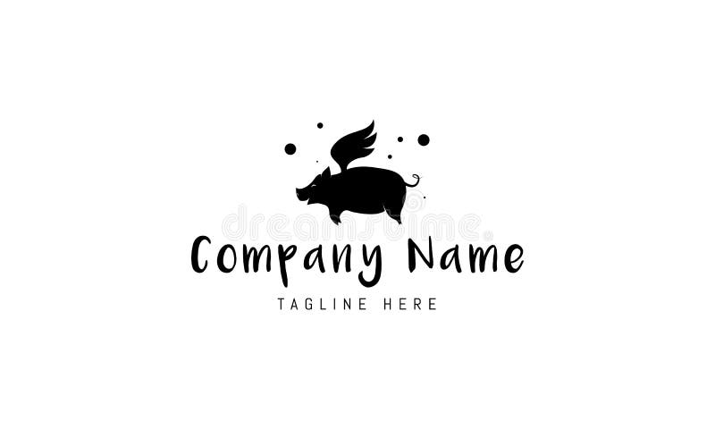Vector Logo on Which an Abstract Image of a Funny Flying Pig. Stock ...