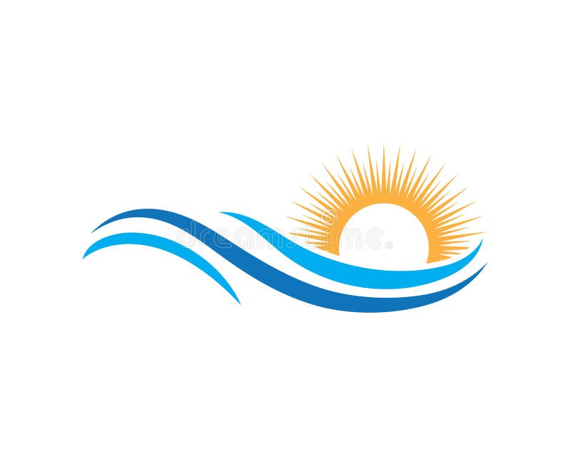 Vector Logo with Yellow Sun and Blue Sea Waves. Stock Vector ...