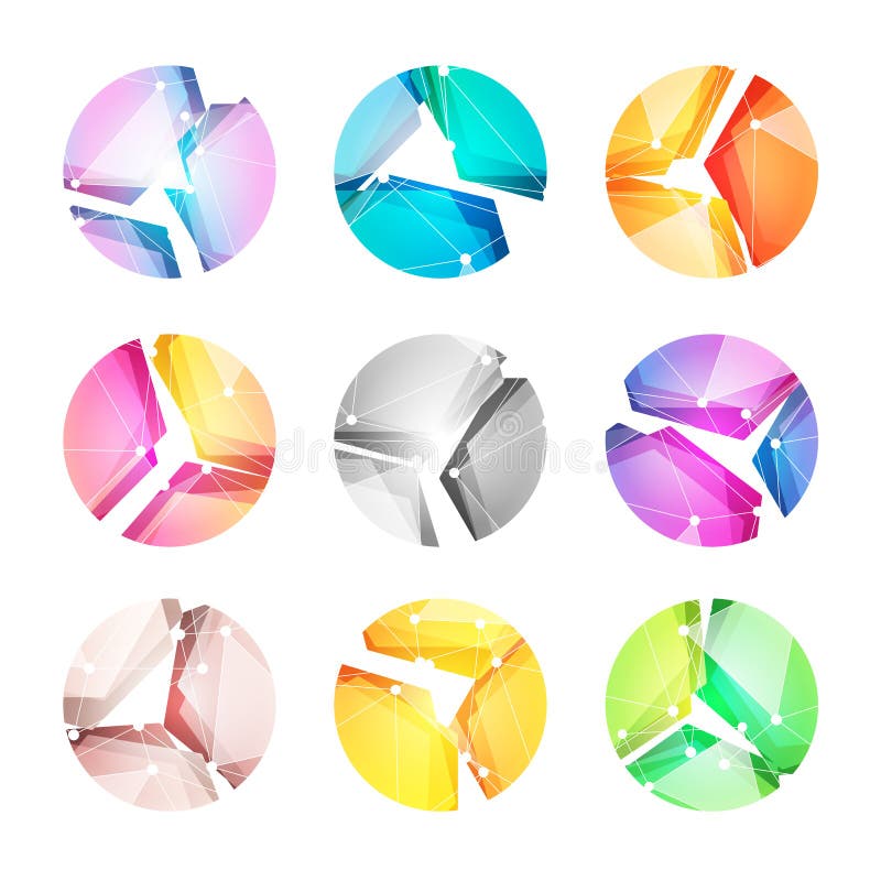 Vector Logos Set, Putting Together Abstract Geometric Bright and ...