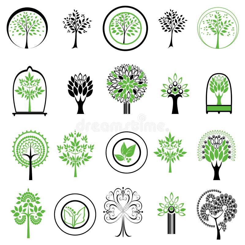 Vector logos with trees stock vector. Illustration of sign - 41859535
