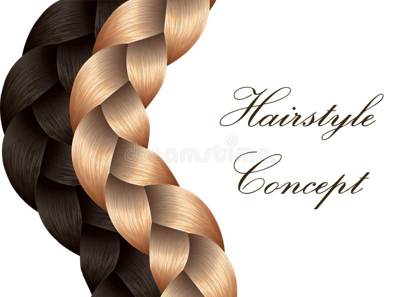 Vector Long Hair Braid Model Concept Isolated Blond and Brown Wave ...