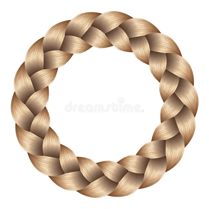 Vector Long Hair Braid Model Isolated Round Blond Hairstyle Frame ...