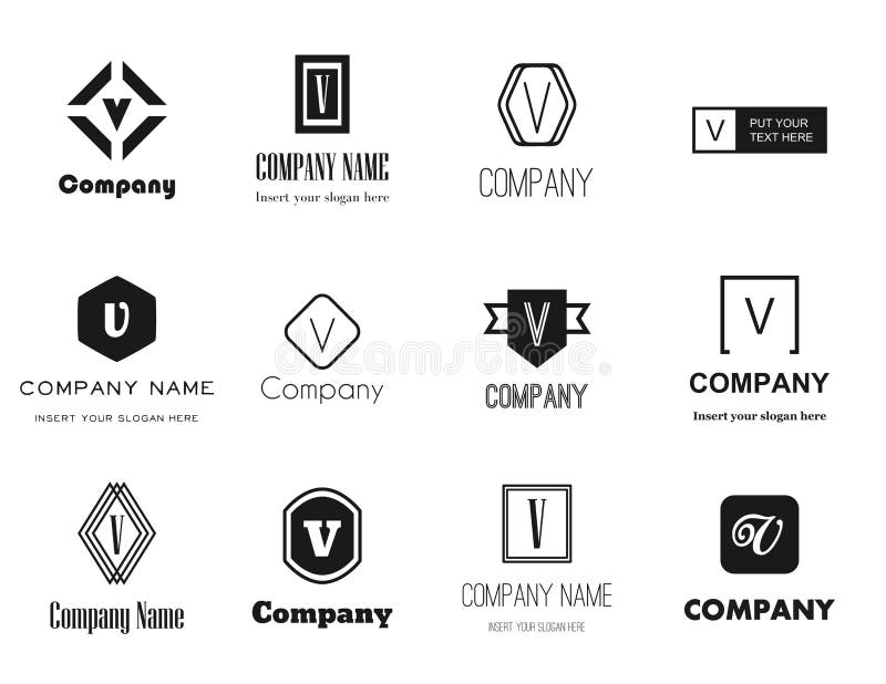 Vector Los Iconos De Los Logotipos De La Letra V (uve) Ilustración del ...