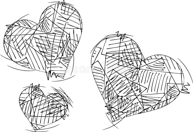 Vector Love Form Element with a Simple Sketch. Flat Style Heart Symbol ...