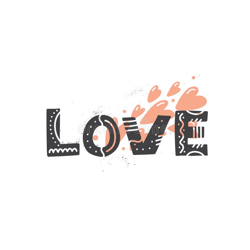 Vector Love Lettering with Heart on White Background Stock Vector ...