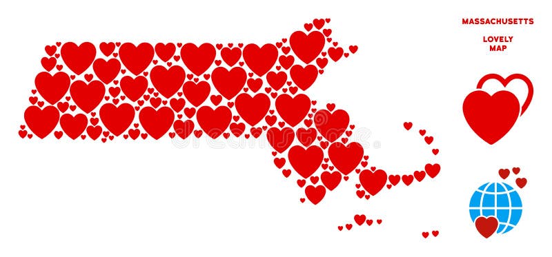 Vector Love Massachusetts State Map Composition of Hearts Stock Vector ...