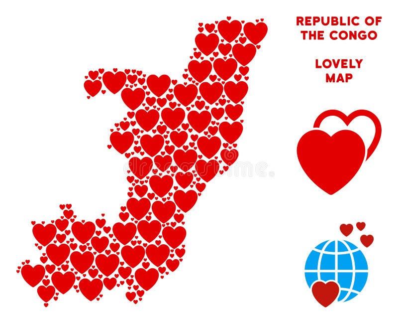 Vector Love Republic of the Congo Map Composition of Hearts Stock ...