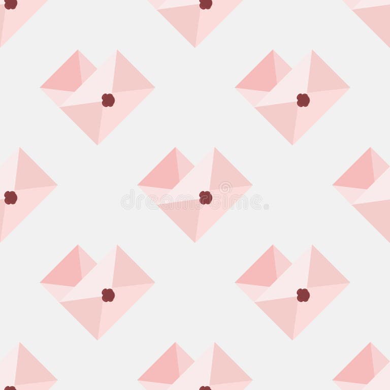Vector Love Seamless Pattern Pink Envelope. in the Envelope is a Card ...