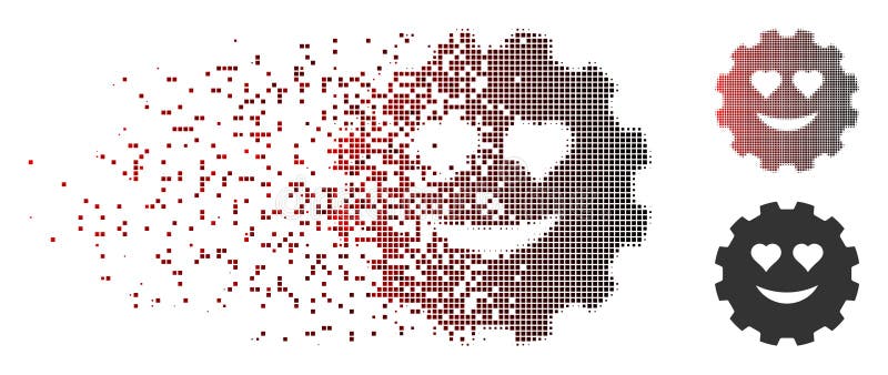 Dispersed Pixel Halftone Love Smiley Gear Icon Stock Vector ...