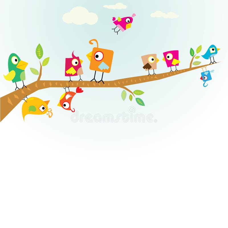 Birds on tree stock illustration. Illustration of nest - 8571735