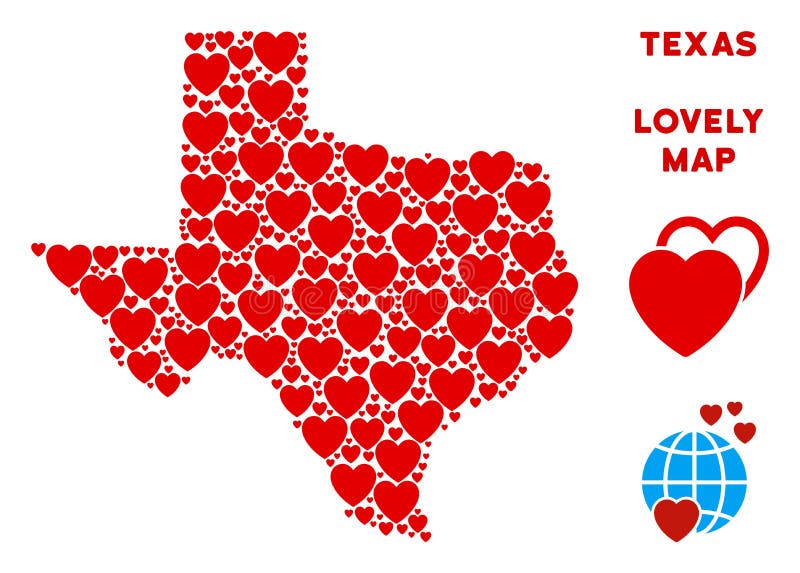 Vector Lovely Texas Map Mosaic of Hearts Stock Vector - Illustration of ...