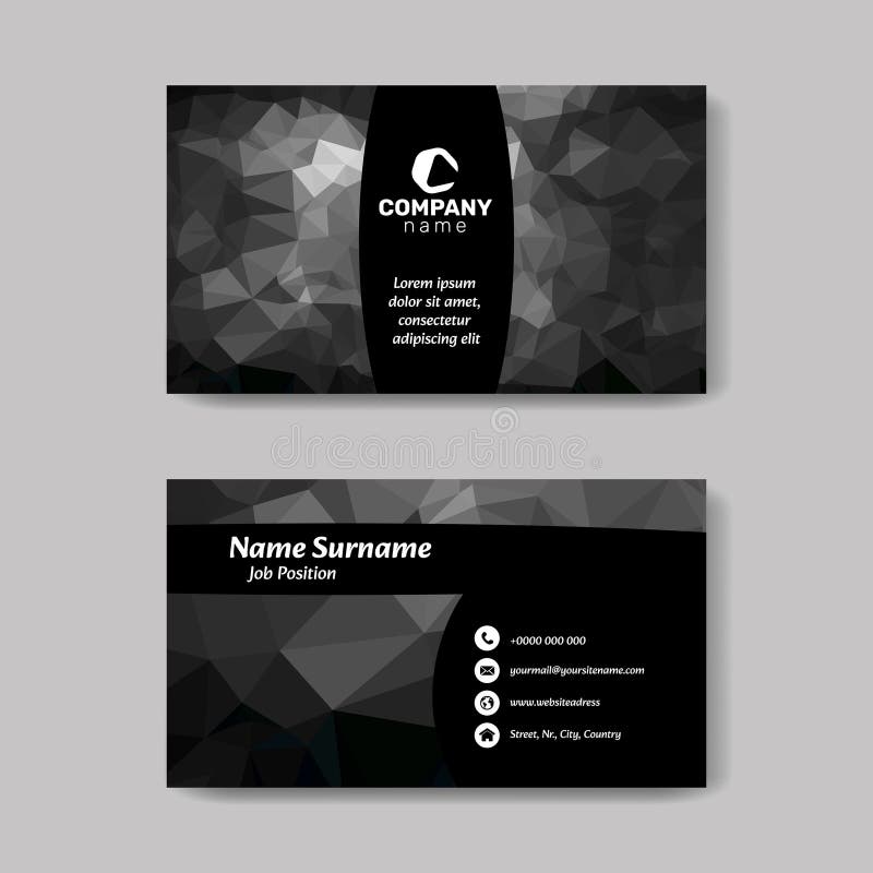 Vector Low Poly Abstract Black and White Visit Card Template ...