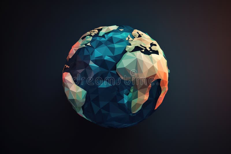 Vector Low Poly Earth Illustration Polygonal Globe Icon. Generative AI ...