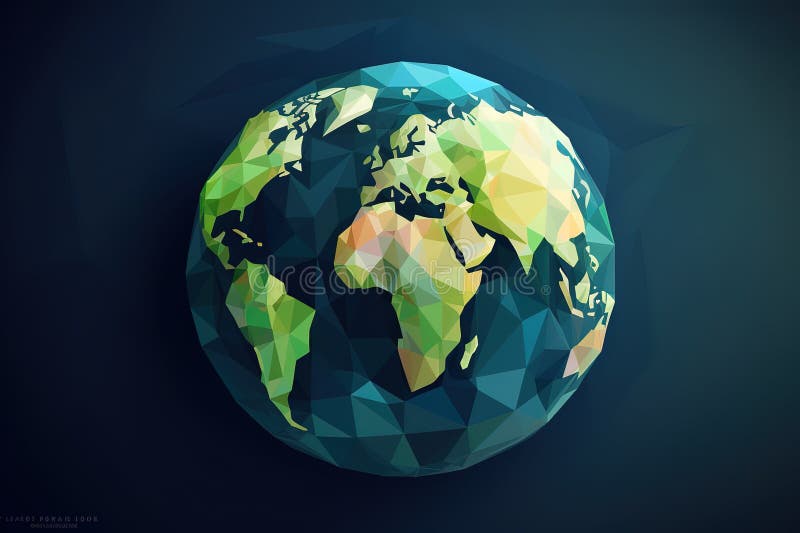 Vector Low Poly Earth Illustration Polygonal Globe Icon. Generative AI ...