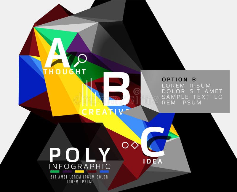 Vector Low Poly Geometric Infographics Stock Vector - Illustration of ...