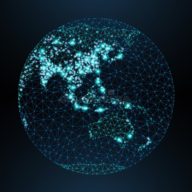 Vector Low-poly Image of a Globe with Lights Stock Vector ...
