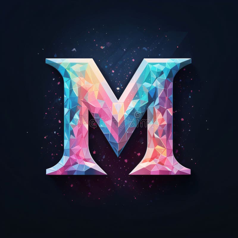 Vector Low Poly Letter M. Polygonal Font Stock Illustration ...