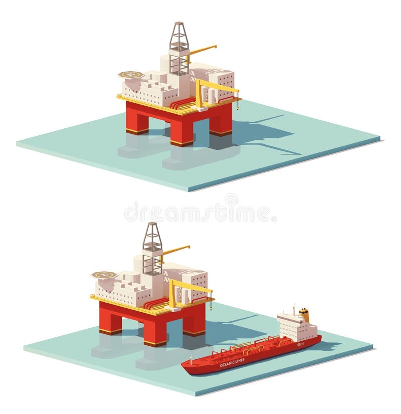 Vector Low Poly Offshore Oil Rig Drilling Platform Stock Vector ...