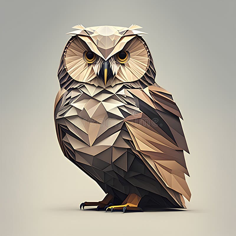 Vector Low Poly Owl Isolated on Gray Background. Polygonal Illustration ...