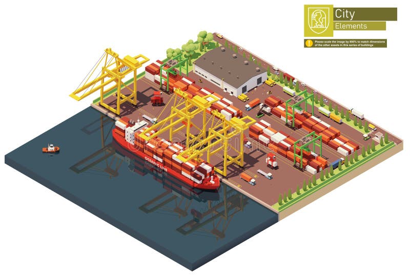 Container-Terminal stock vector. Illustration of harbor - 18078228