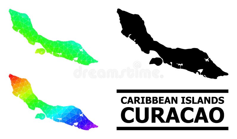 Lowpoly Spectral Colored Map of Curacao Island with Diagonal Gradient ...