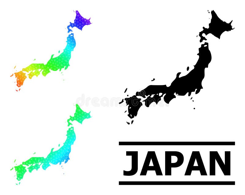 Triangle Filled Spectrum Map of Japan with Diagonal Gradient Stock ...