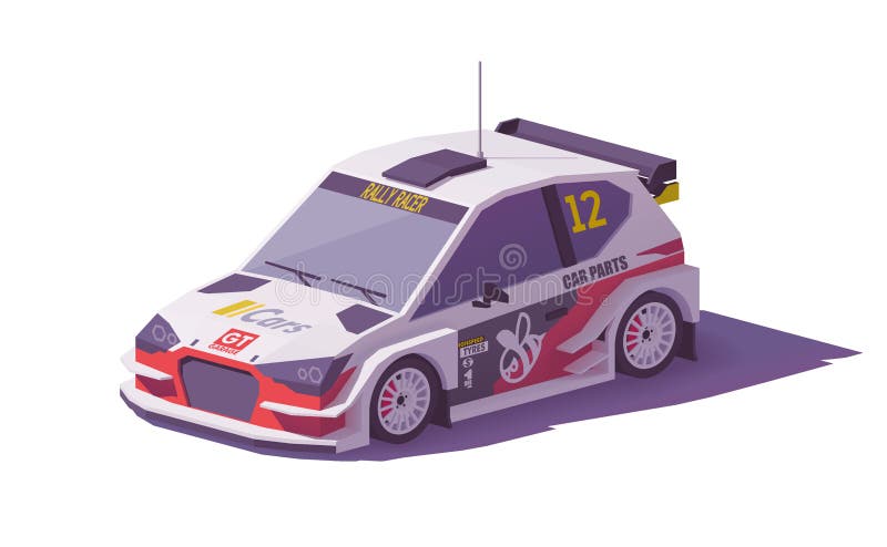 Vector Low Poly Rally Racing Car Stock Vector - Illustration of rallye ...