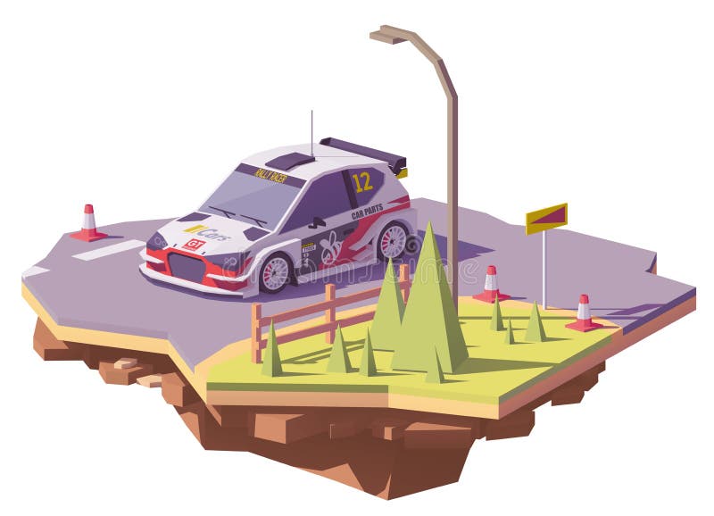 Vector Low Poly Rally Racing Car Stock Vector - Illustration of vehicle ...