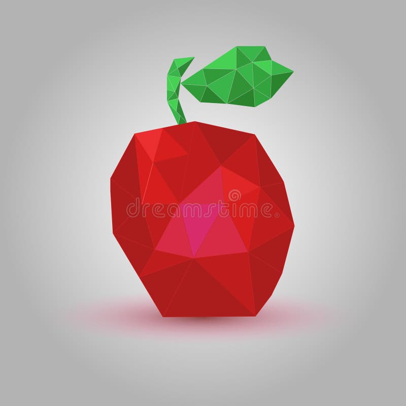 Vector Low Poly of a Red Apple on a Grey Background Stock Illustration ...