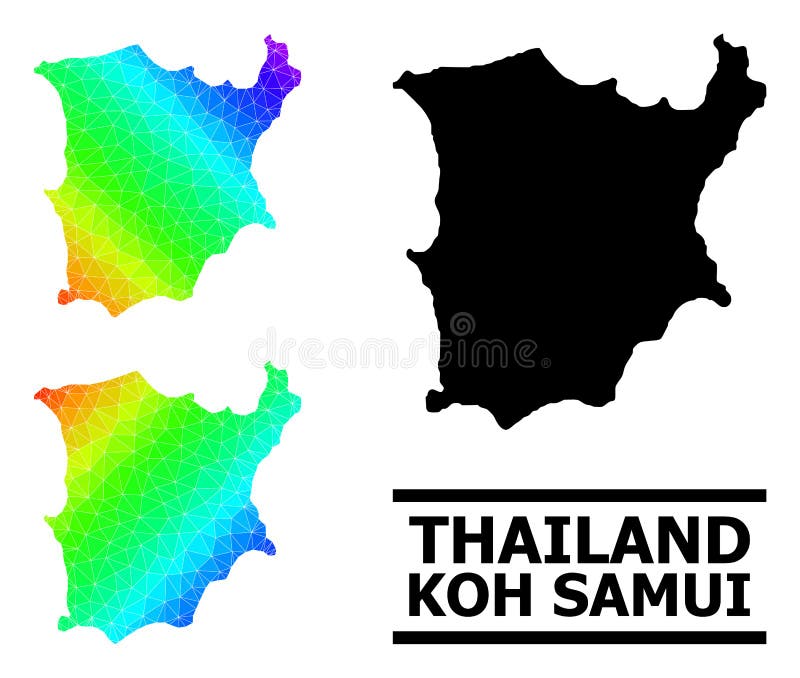 Lowpoly Spectral Colored Map of Koh Samui with Diagonal Gradient Stock ...