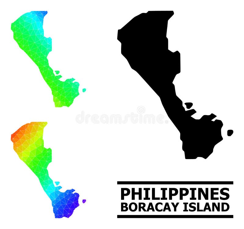 Triangle Filled Rainbow Map of Boracay Island with Diagonal Gradient ...