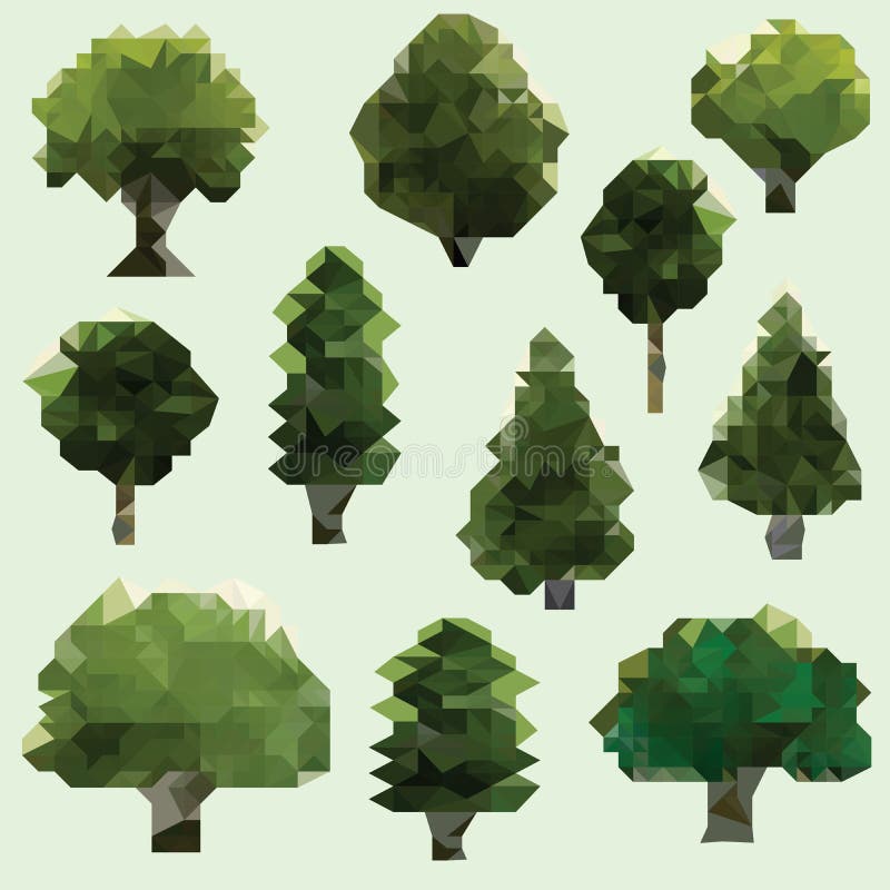 Vector Low Poly Trees. Clip Art Stock Vector - Illustration of design, vector: 97423989