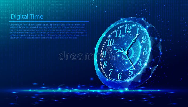 Vector Low Polygonal Background of Time, Round Watch Stock Illustration ...