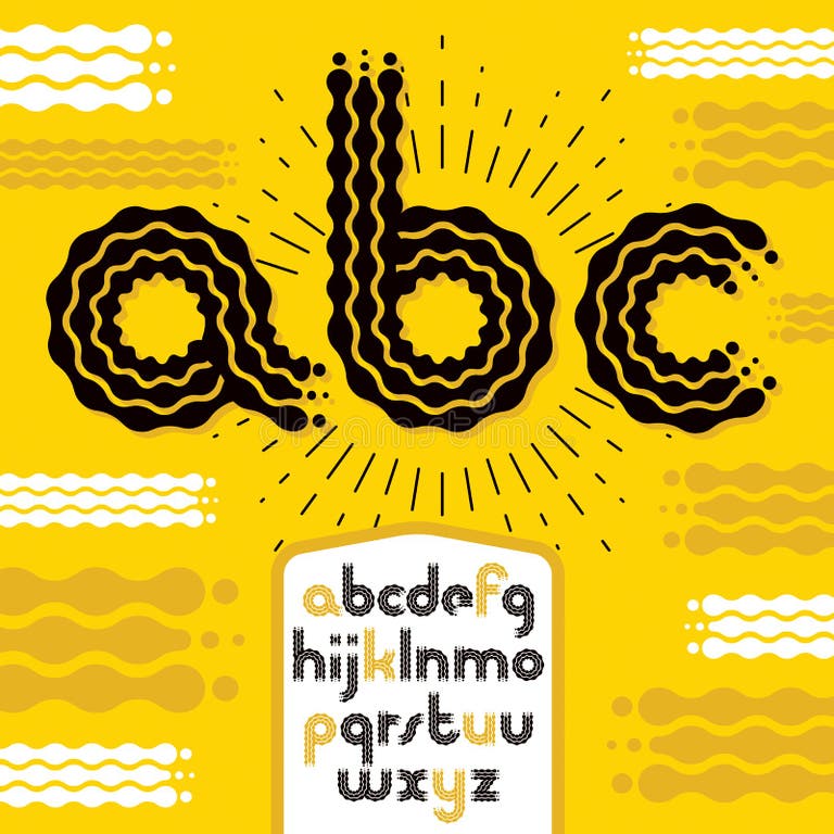 Vector Lower Case Modern Disco Alphabet Letters, Abc Set. Rounded Bold ...