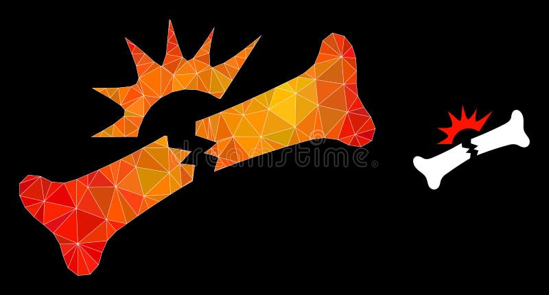 Vector Lowpoly Bone Fracture Icon with Fire Gradient Stock Vector ...