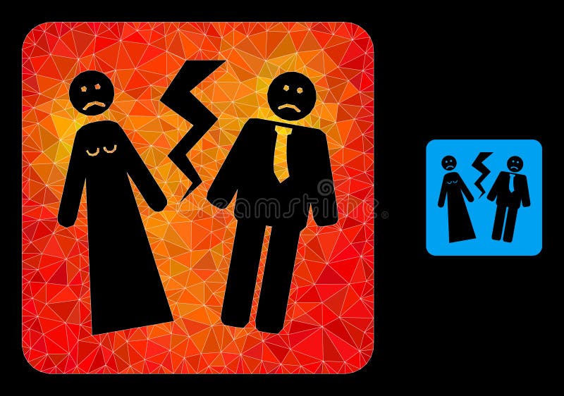 Vector Lowpoly Broken Wedding Icon with Flame Gradient Stock Vector ...