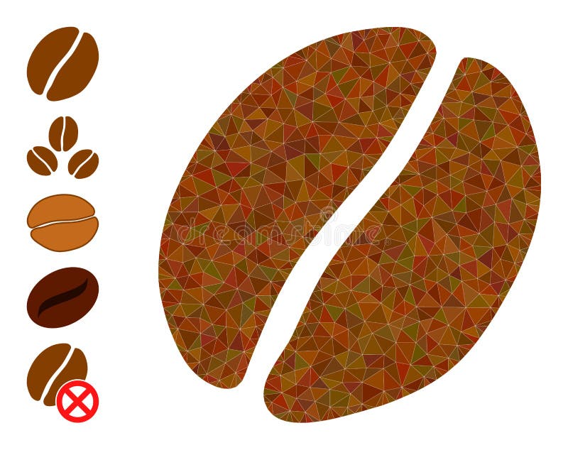Vector Lowpoly Cacao Bean Icon and Bonus Icons Stock Illustration ...